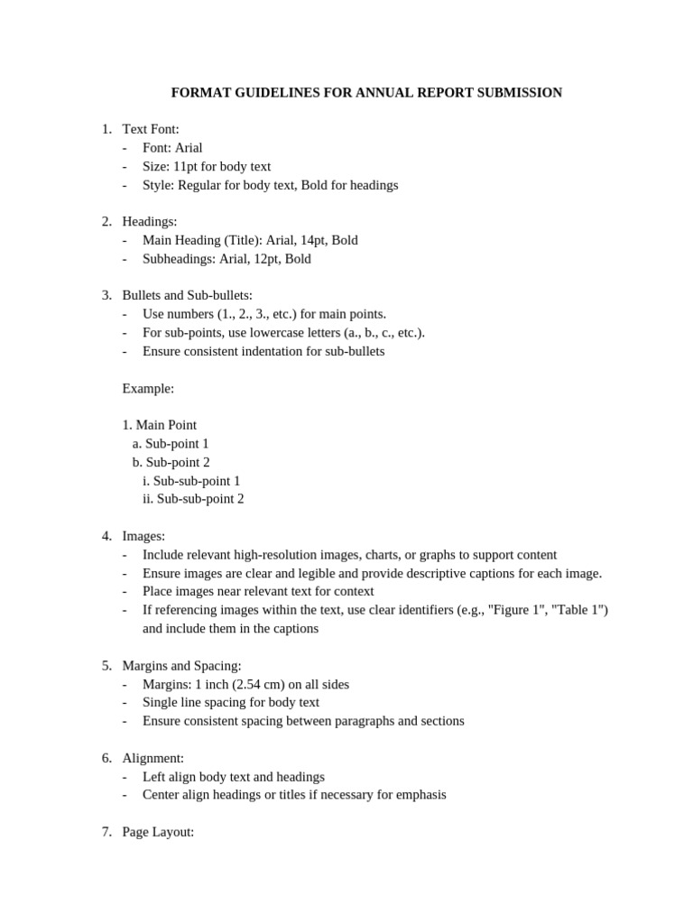 Annual Report Submission Format Guidelines | PDF | Written ...