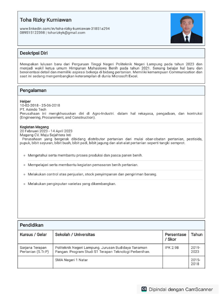 Cv. Toha Rizky Kurniawan | PDF