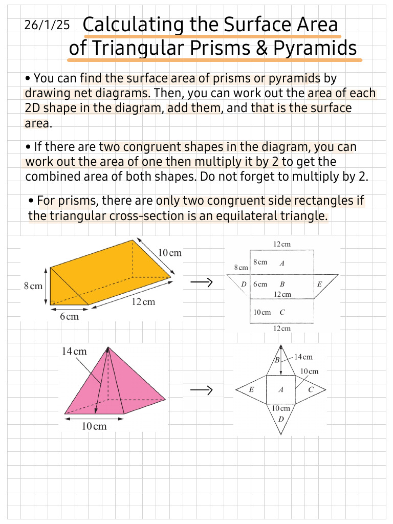 Surface Area of Triangular Prisms | PDF