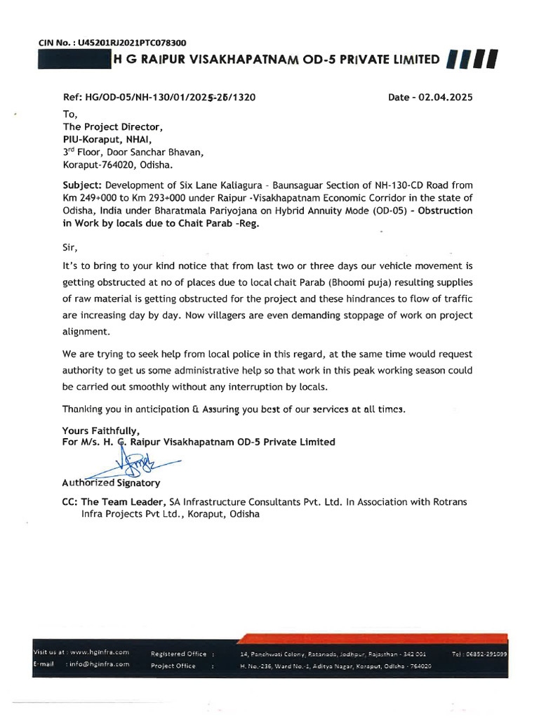 1320 - Obstruction Due To Chait Parab | PDF