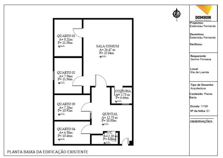 Planta Baixa Existente Srº Fonseca | PDF