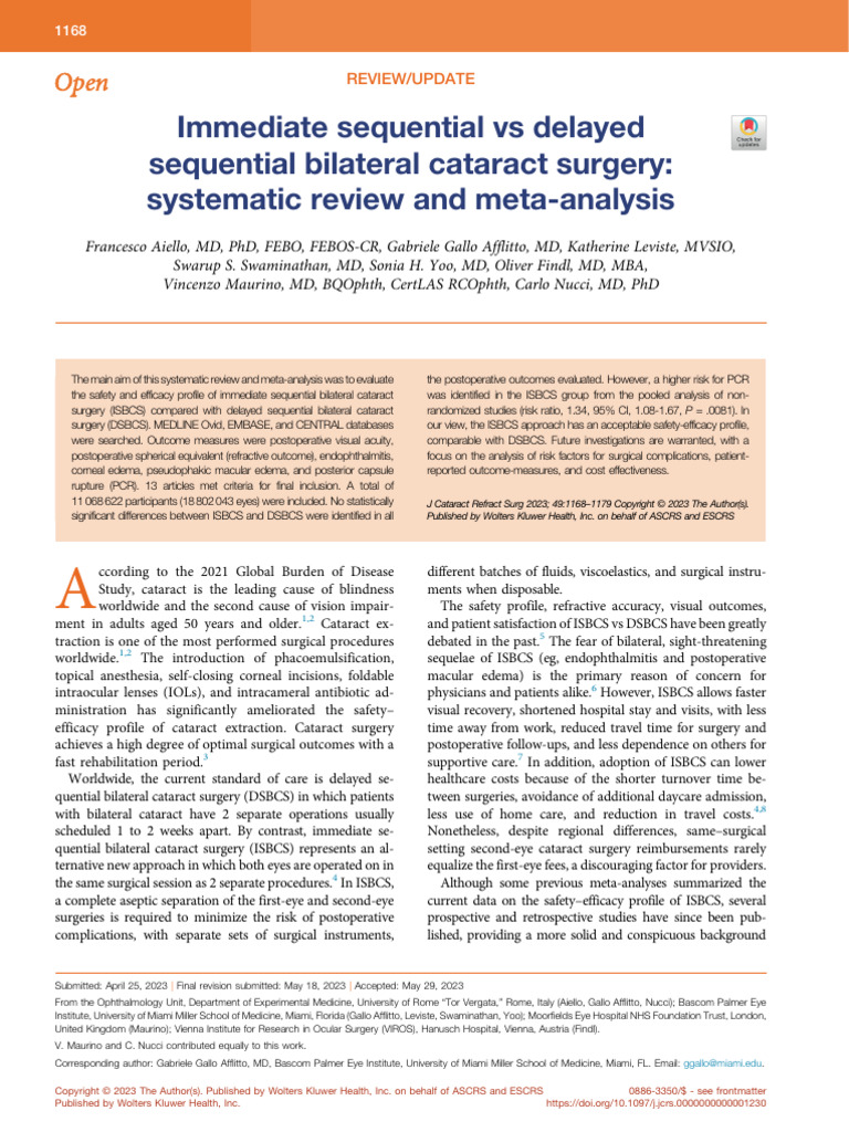 Immediate Sequential Vs Delayed Sequential.14 | PDF | Ophthalmology | Medical Specialties