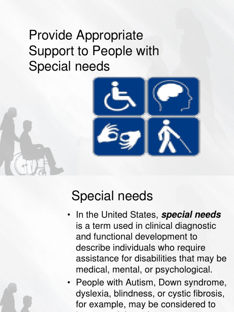 Provide Appropriate Support To People With Special Needs | PDF ...