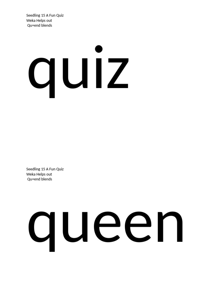 Seedling 15 A Fun Quiz Weka Helps Out Qu+End Blends | PDF