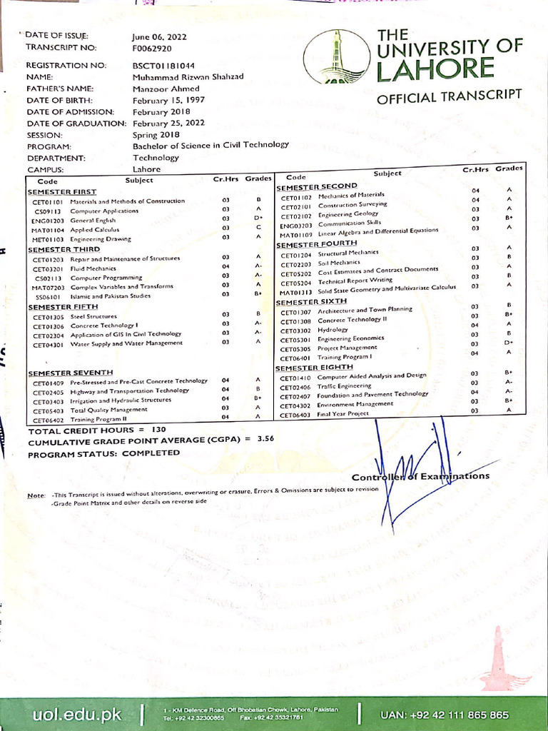 Transcript FRNT& Back | PDF