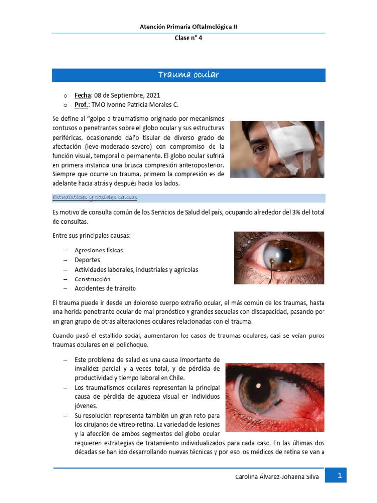 Clase 4. Trauma Ocular | PDF | Ojo humano | Oftalmología