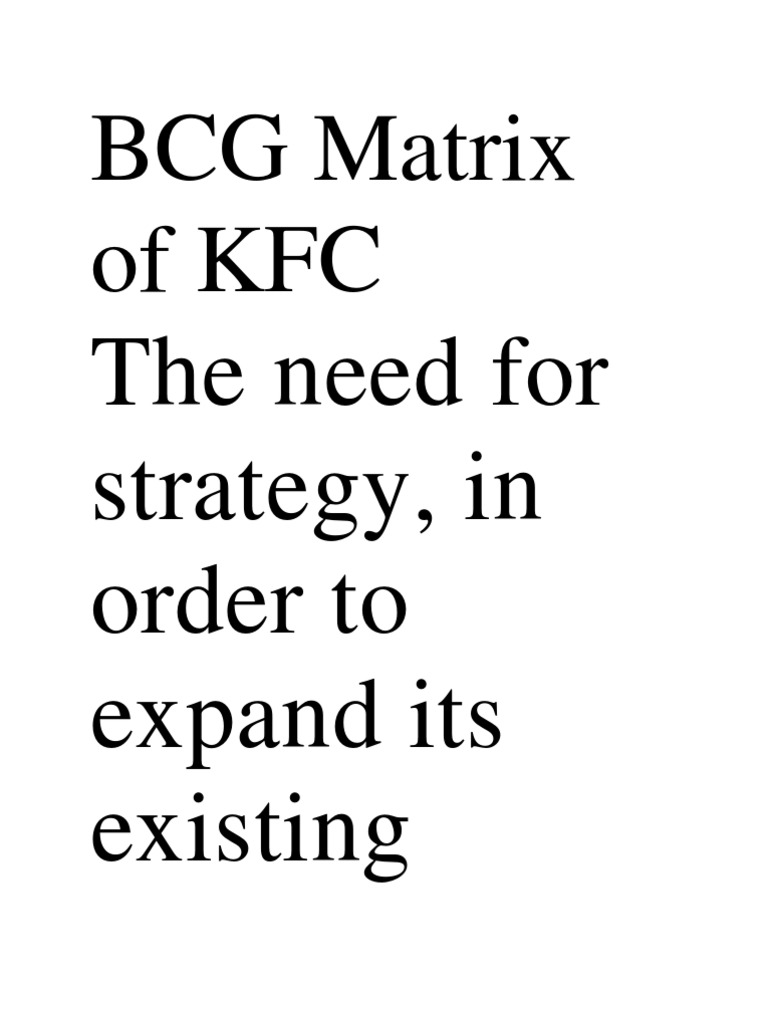 BCG Matrix of KFC | PDF | Business Economics | Economies