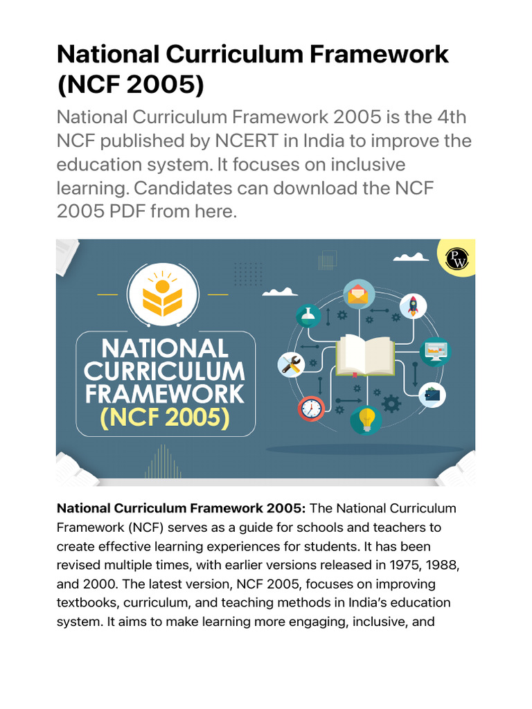 NCF 2005: National Curriculum Framework | PDF | Curriculum | Inclusion ...