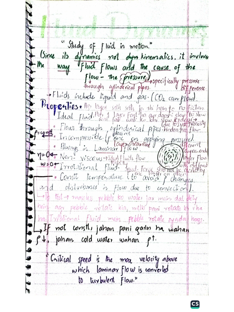 Fluid Dynamics Notes | PDF