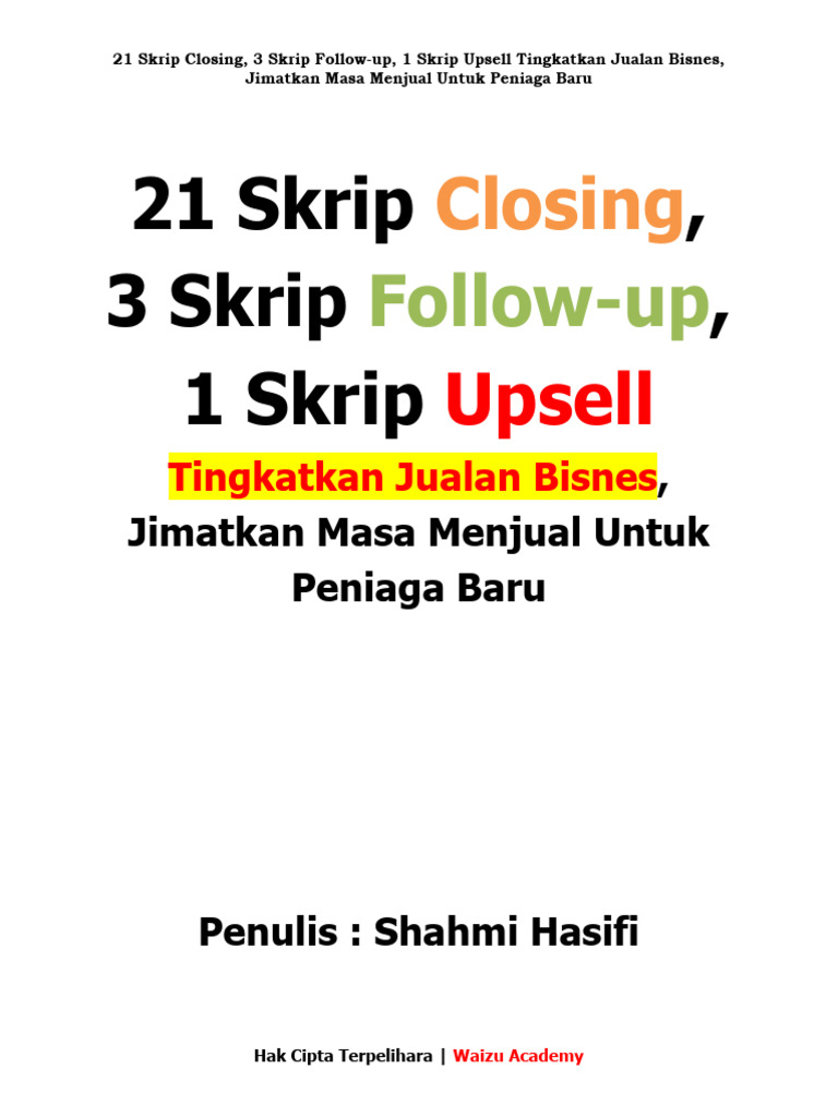 Skrip Jualan Efektif untuk Peniaga Baru | PDF