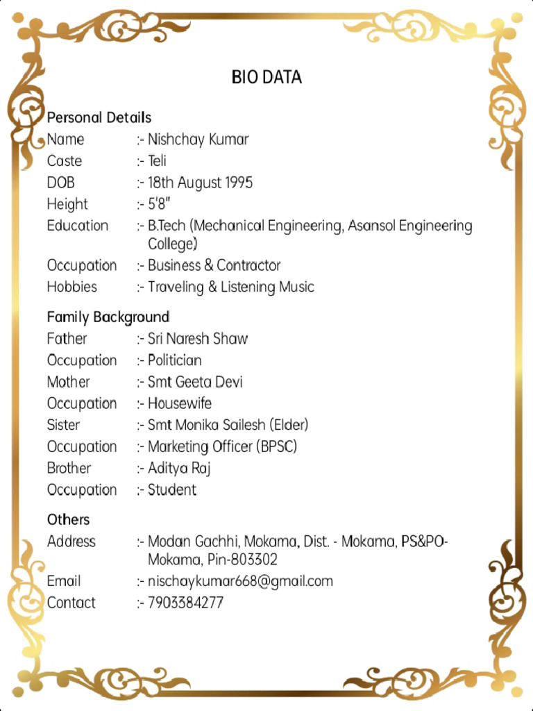 Biodata 1 | PDF