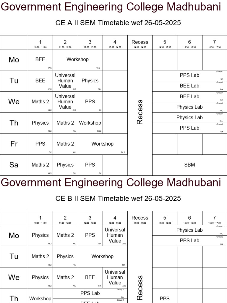 2nd Sem Timetable Wef 26 May 2025 | PDF