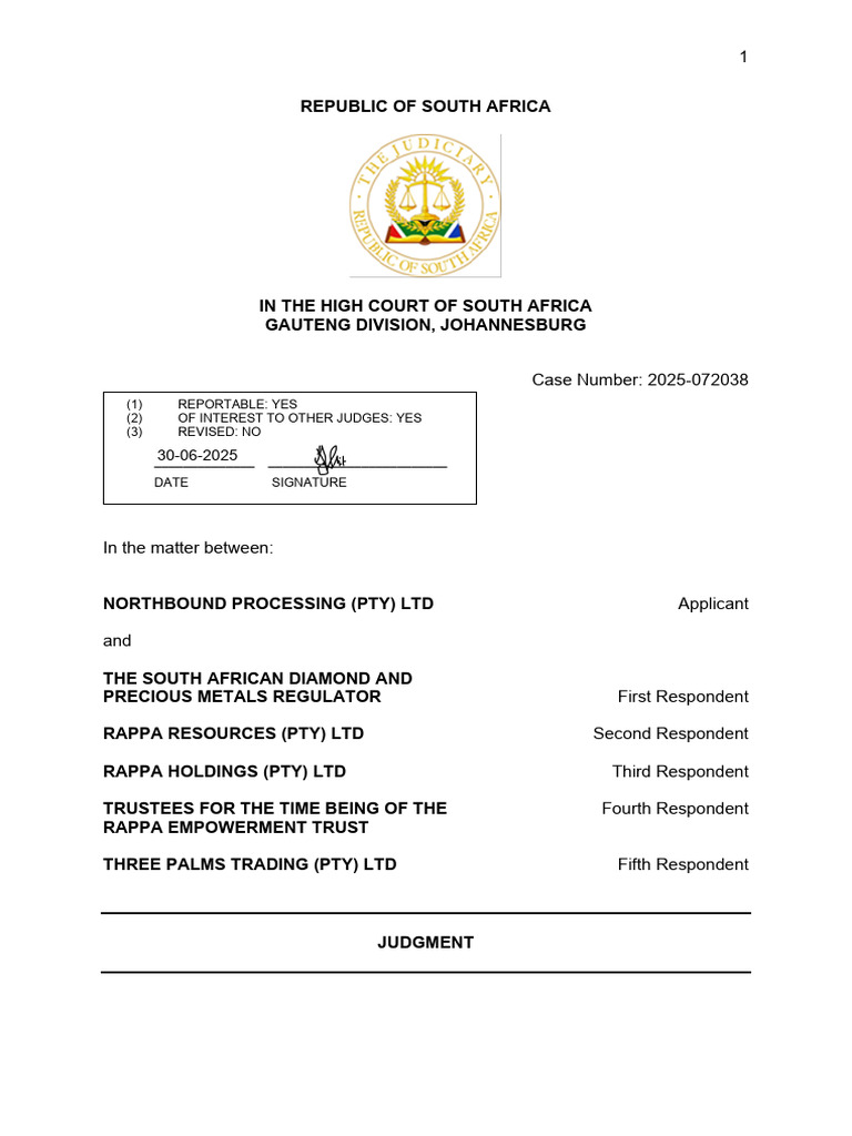 Northbound Processing V SA Diamond Regulator | PDF | License | Injunction