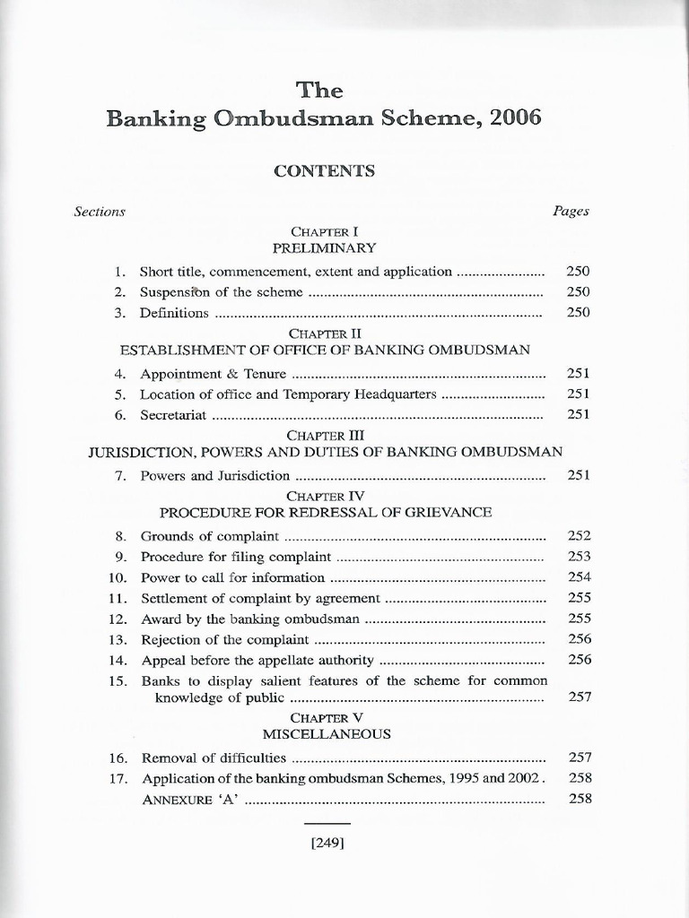 Banking Ombudsman Scheme, 2006 | PDF
