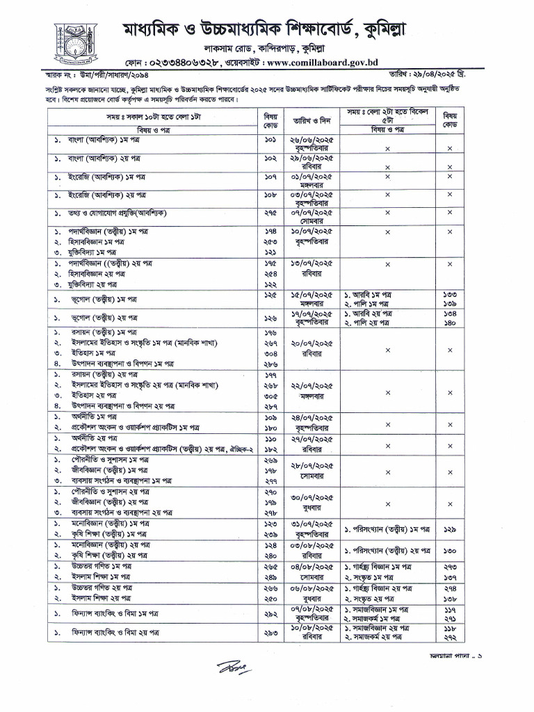 HSC 2025 Routine | PDF