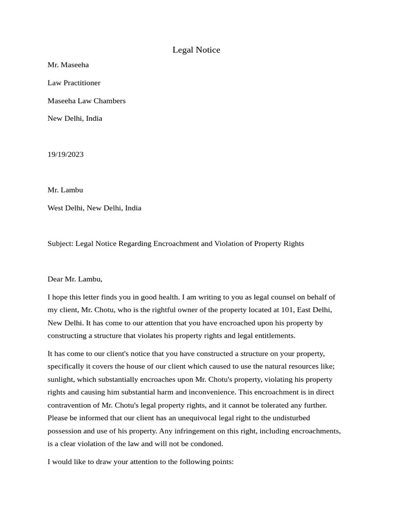 Legal Notice Mr. Maseeha | PDF | Common Law | Justice