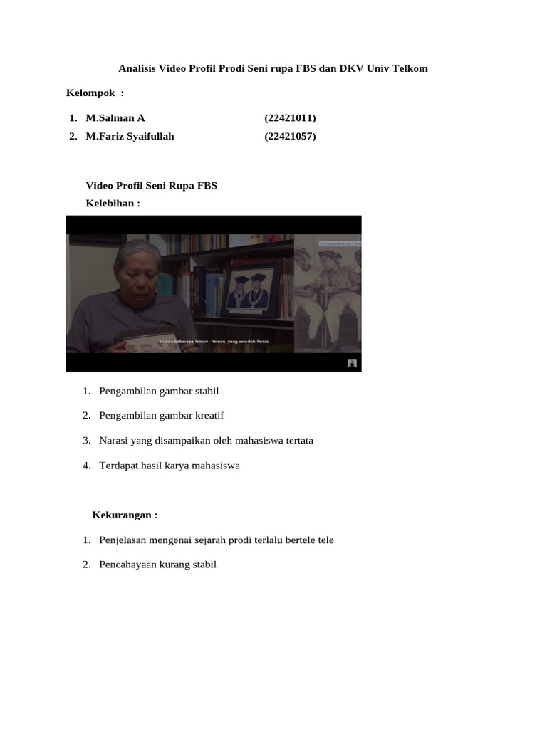 Analisis Video Profil Prodi DKV | PDF