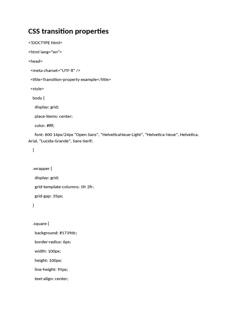 CSS Transition Properties | PDF