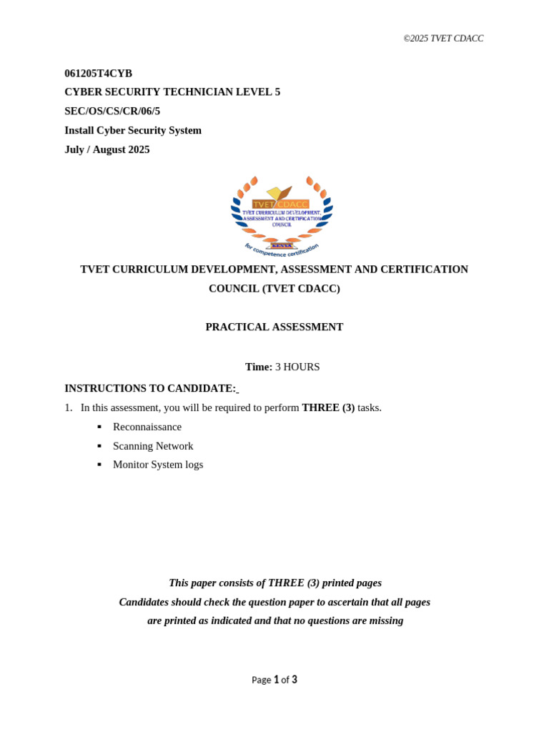 Candidate Practical Install Cyber Security System Level 5 Pdf 6361