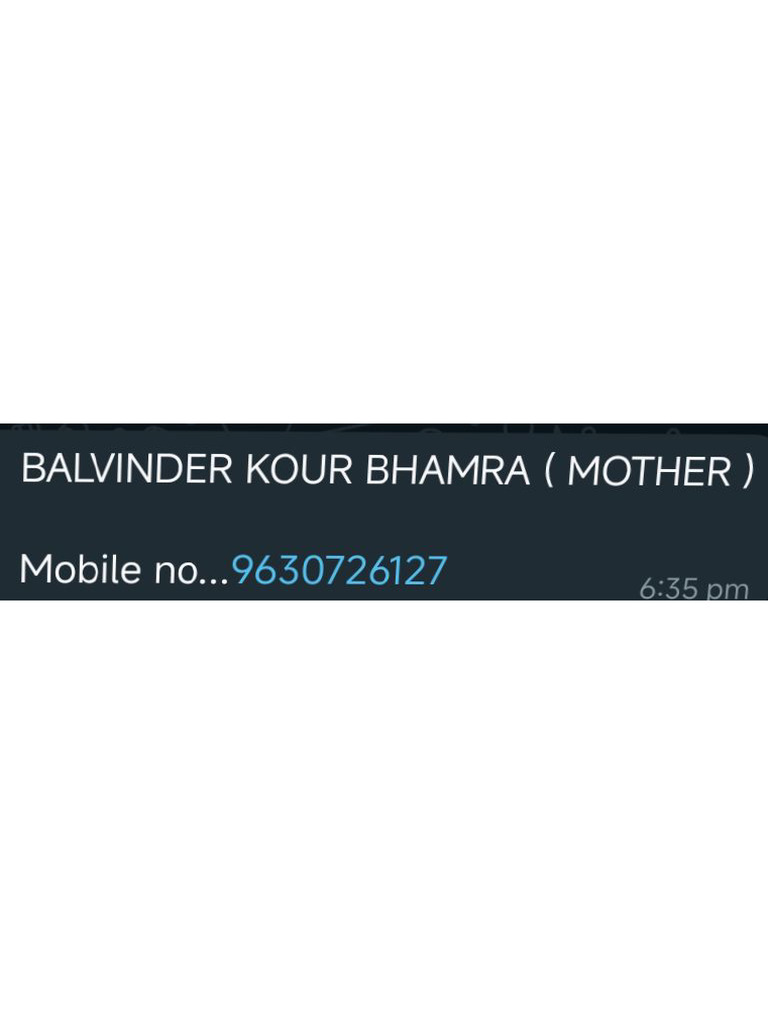 Balvinder Kour Bhamra (Mother) Mobile No... 9630726127 | PDF