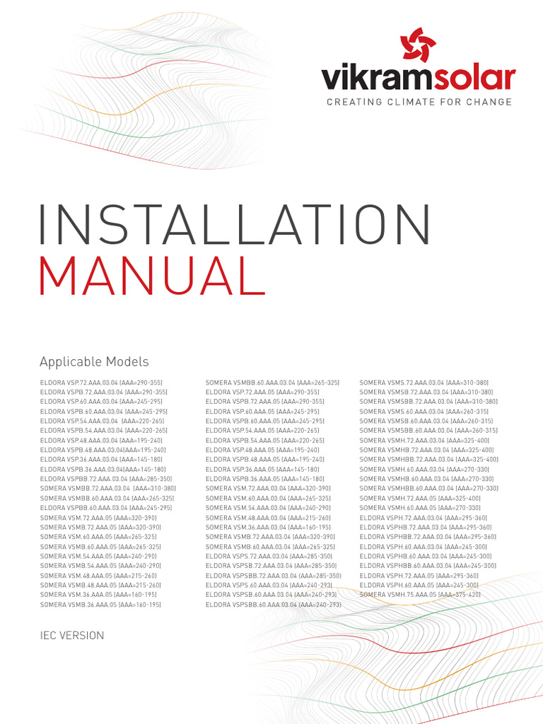 Installation Manual IEC DOC VSL ENG WI 7 Rev 04 | PDF | Solar Panel ...