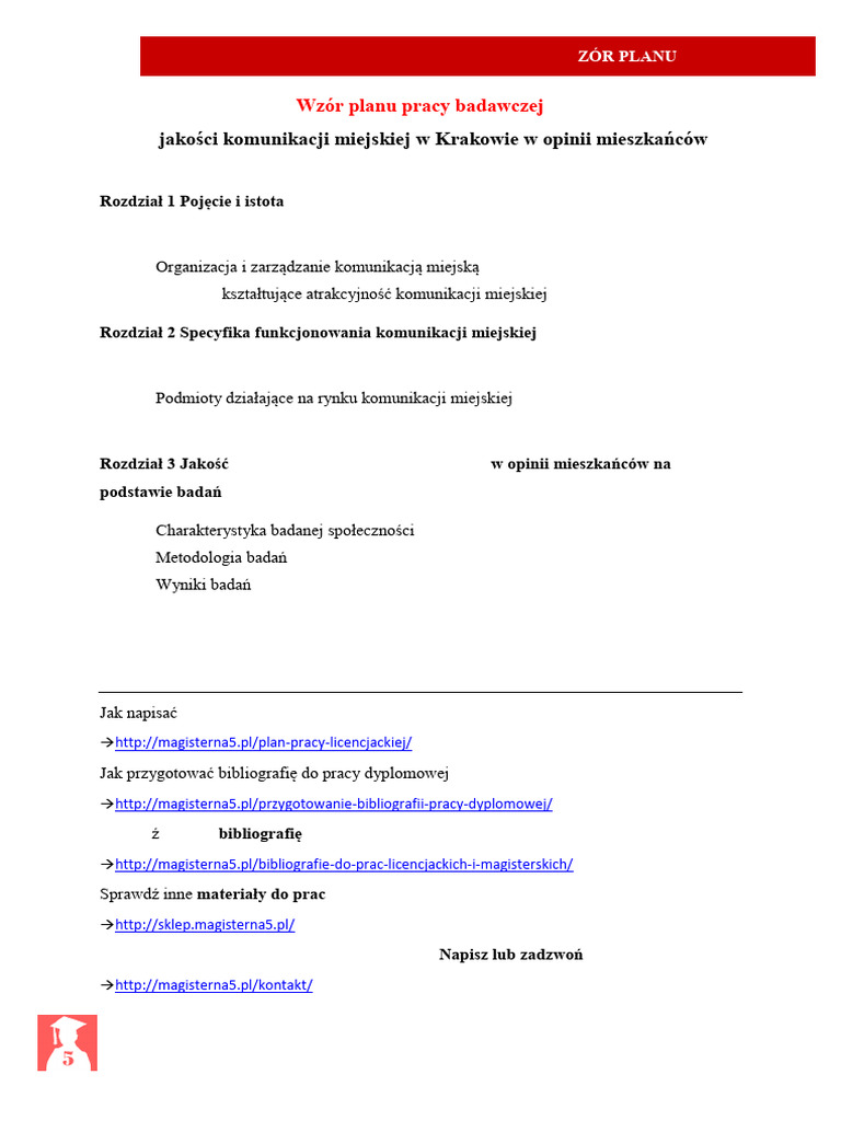 Wzór - Plan Pracy Badawczej | PDF