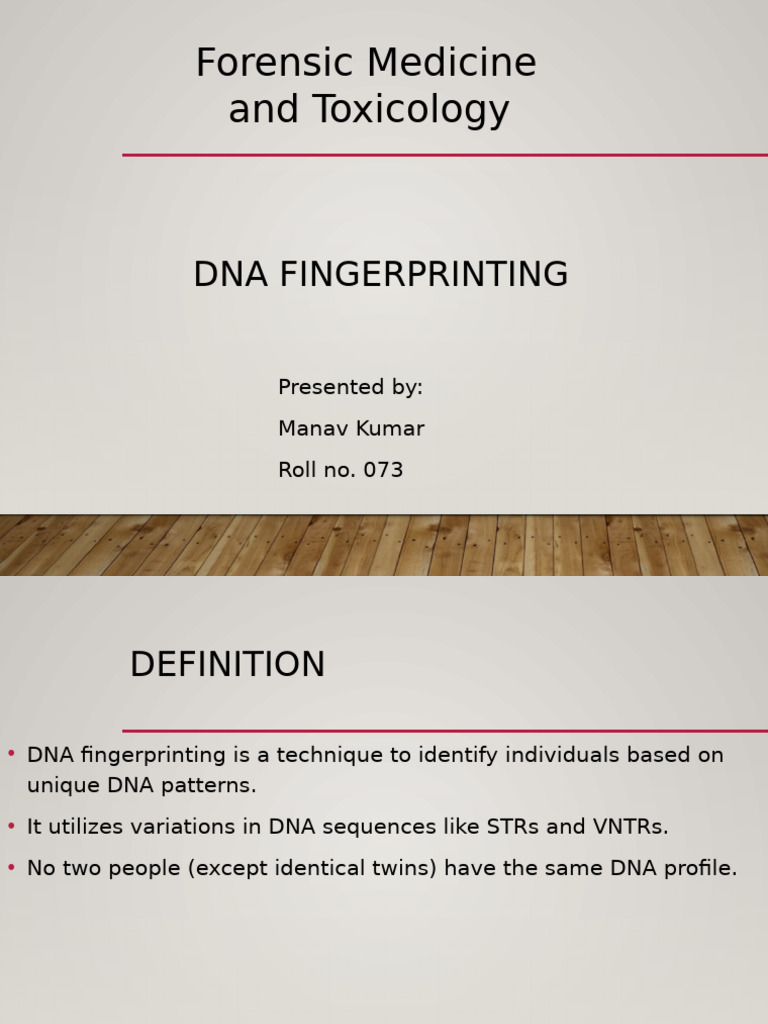 Forensic Medicine and Toxicology: Dna Fingerprinting | PDF