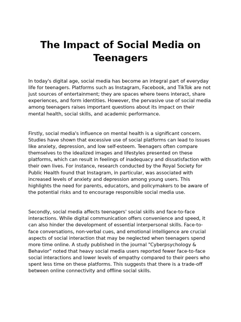 Social Media's Impact on Teenagers | PDF | Social Media | Popular ...
