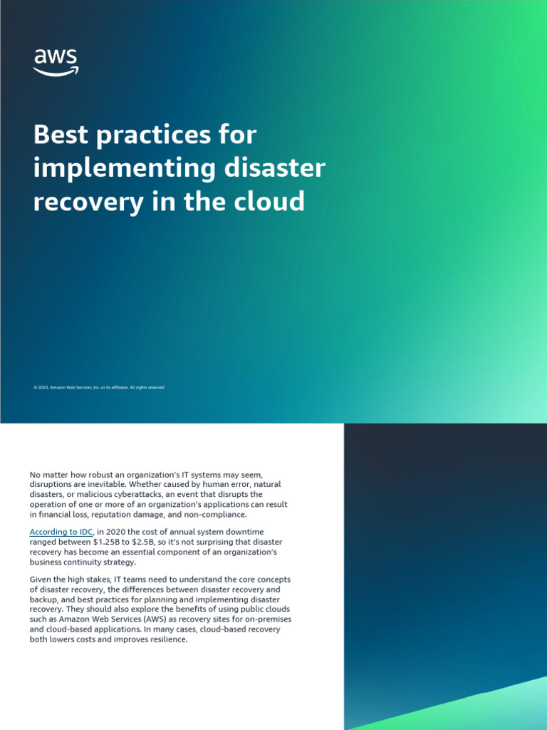 GEN Best Practices Implementing Disaster Recovery Cloud Aug 2022 1 | PDF | Backup | Cloud Computing
