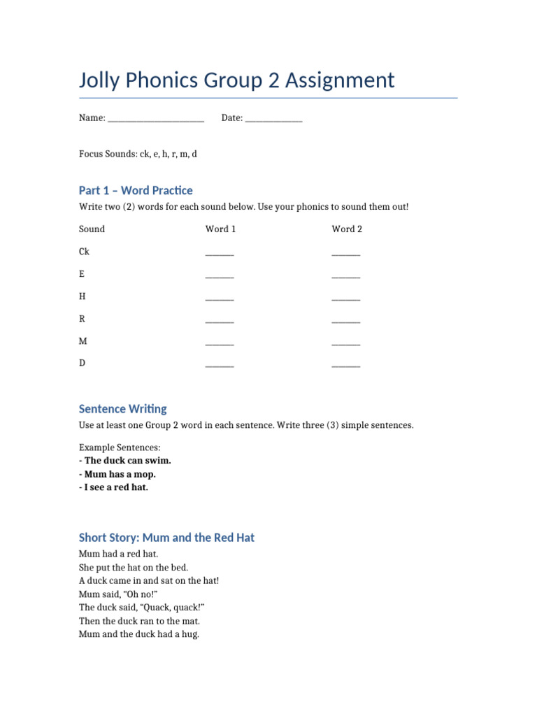 Jolly Phonics Group2 Assignment | PDF