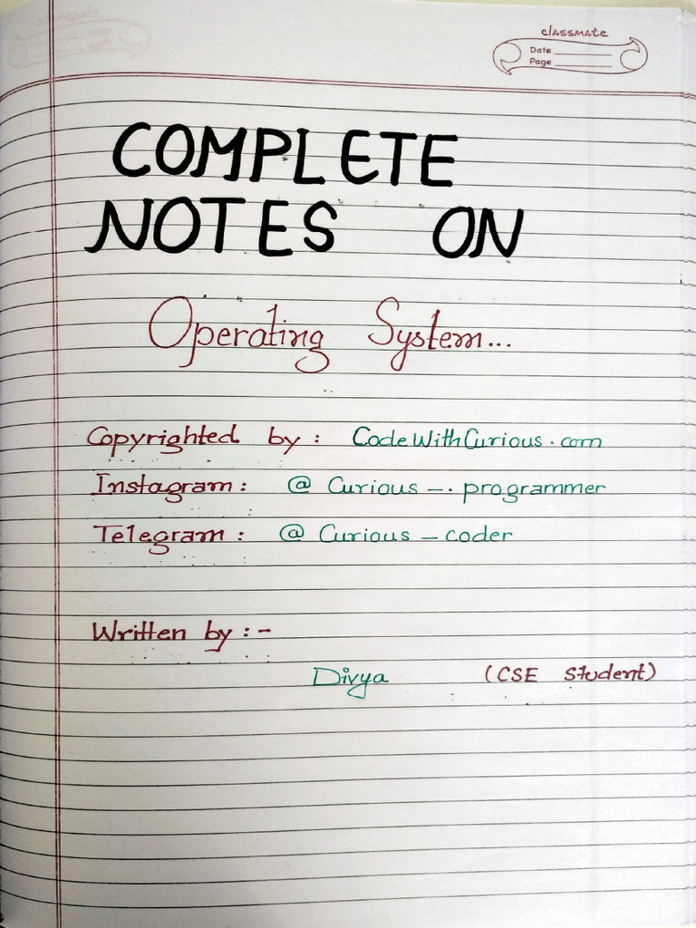 Operating System Handwritten Notes | PDF