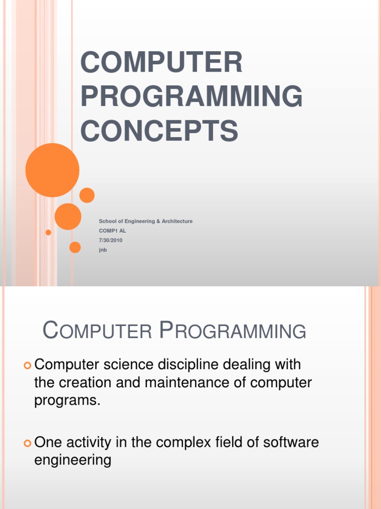 01computer Programming Concepts | PDF | Computer Program | Programming