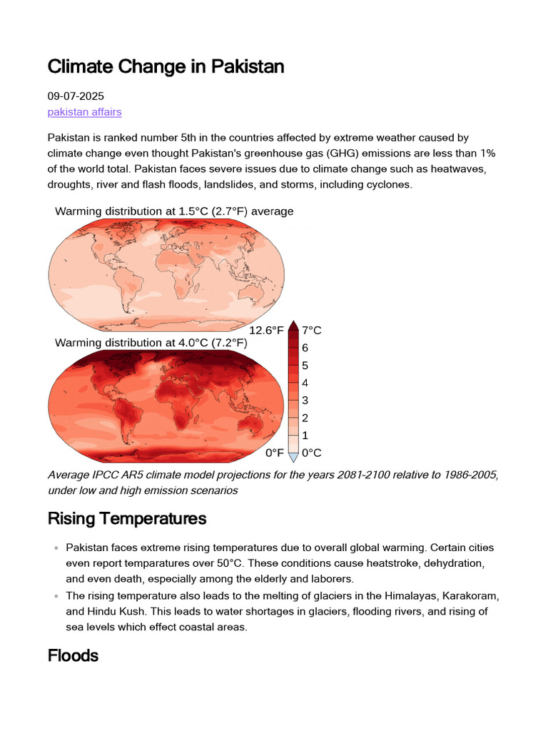 Climate Change Impact on Pakistan | PDF | Climate Change | Nature