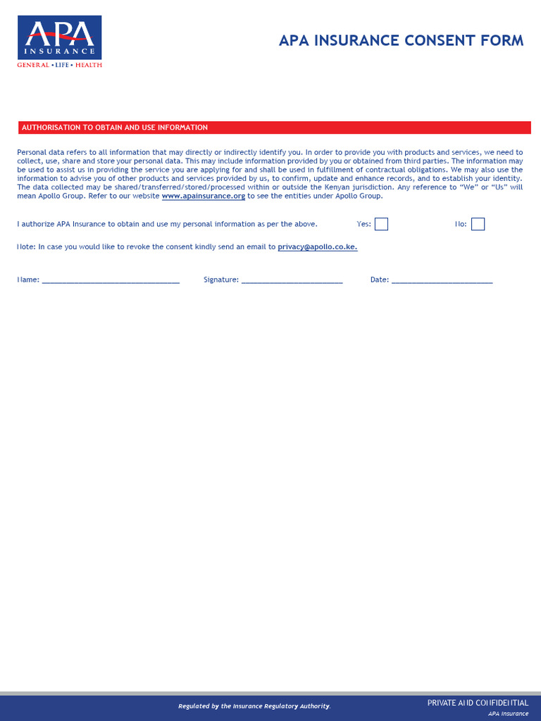 APA Insurance Data Consent Form | PDF