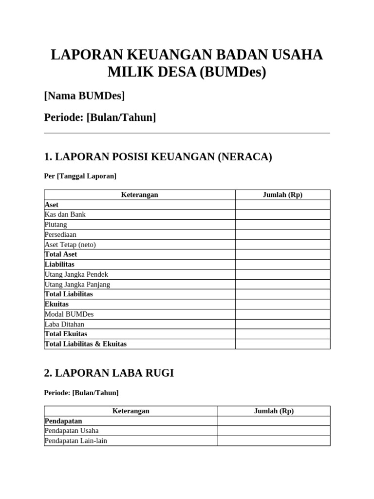 Laporan Keuangan BUMDes Periode Terkini | PDF