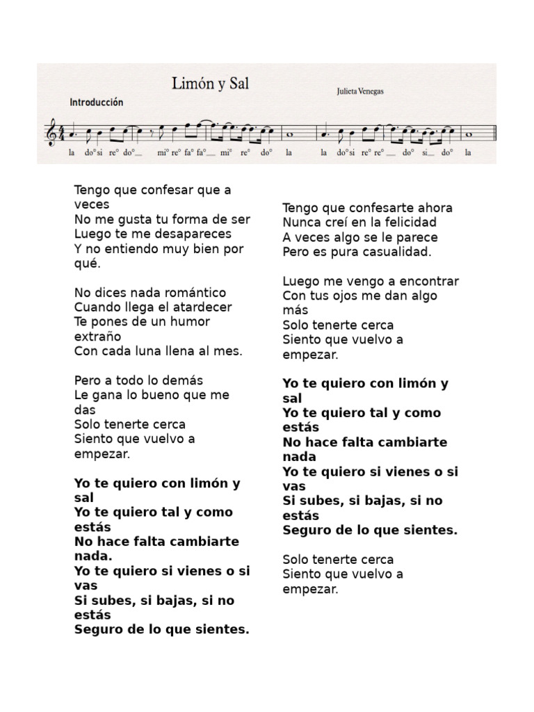 Partitura Limón y Sal | PDF