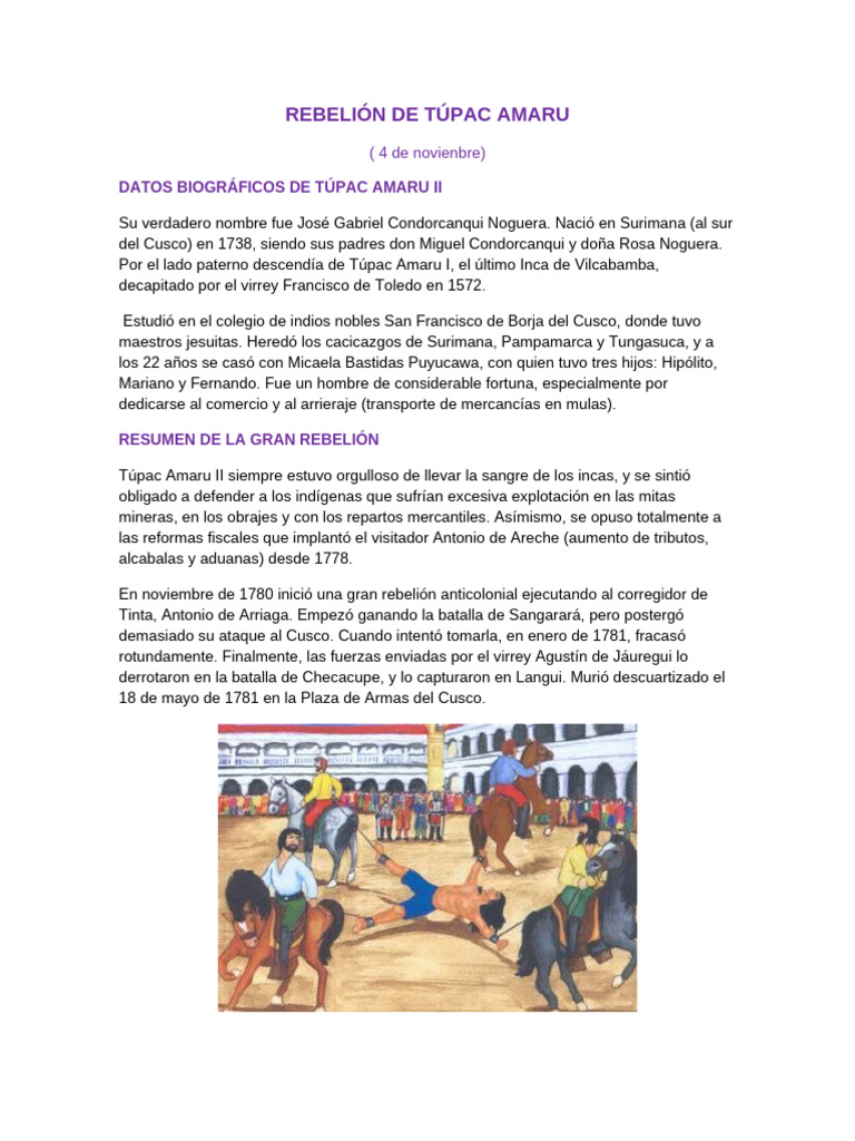 Rebelión de Túpac Amaru | PDF