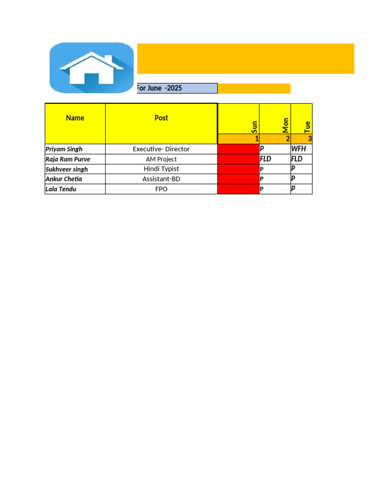 June 2025 Attendance Sheet | PDF