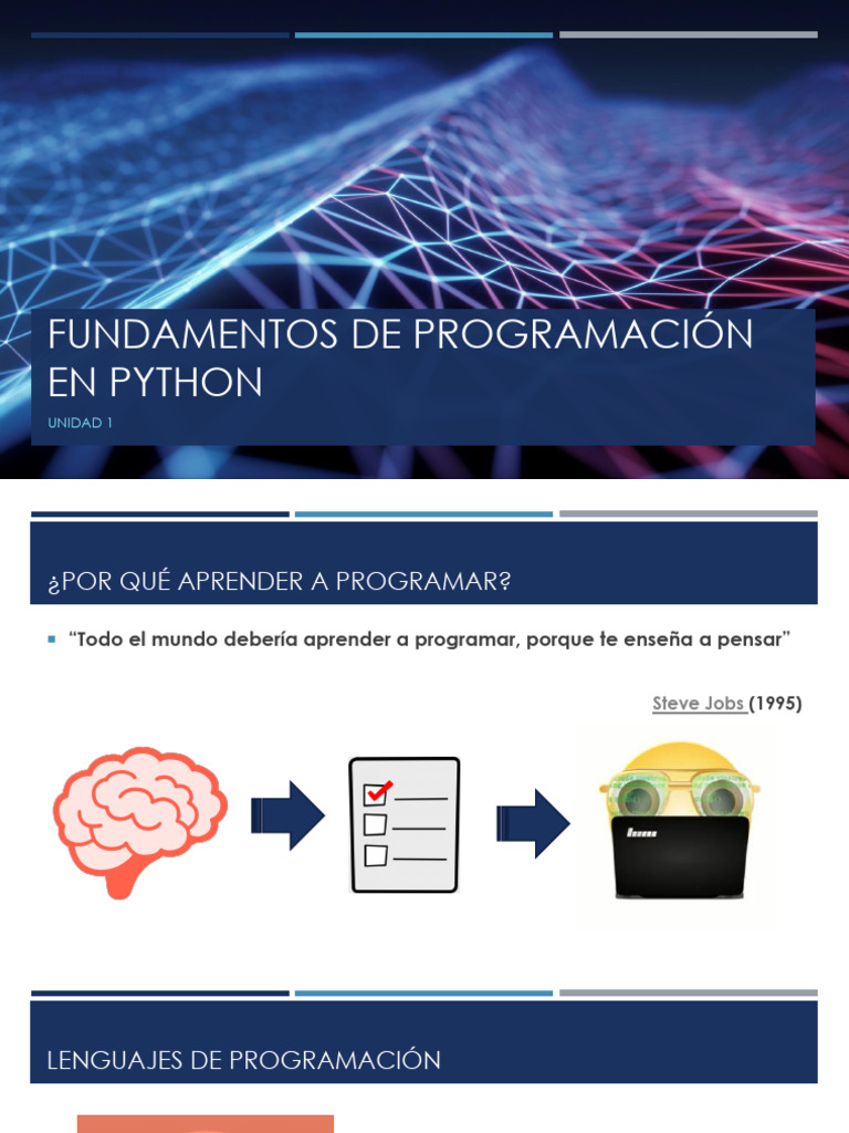 Unidad 1 Fundamentos de Programacion en Phyton Compress | PDF | Python (lenguaje de programación ...