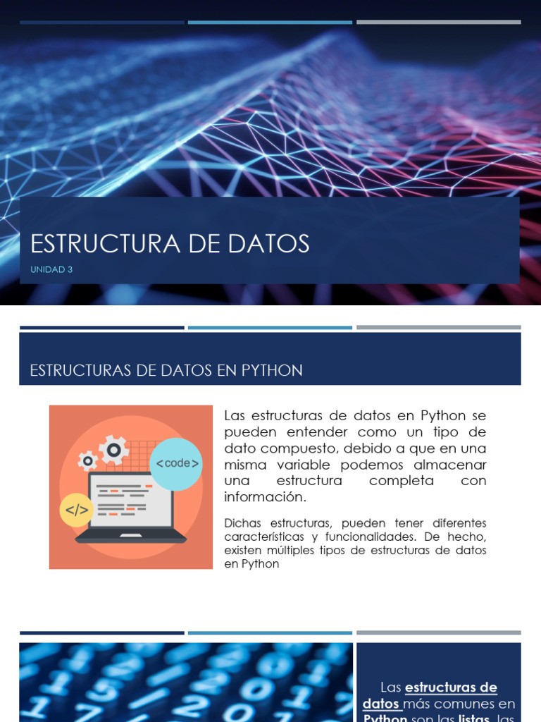 Unidad 3 Estructura de Datos Compress | PDF | Python (lenguaje de programación) | Tipo de datos