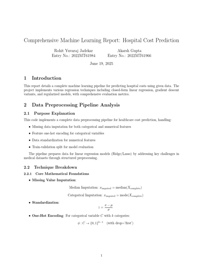 Hospital Cost Prediction with ML Techniques | PDF | Linear Regression ...