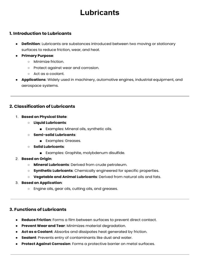 Comprehensive Guide to Lubricants | PDF | Lubricant | Friction