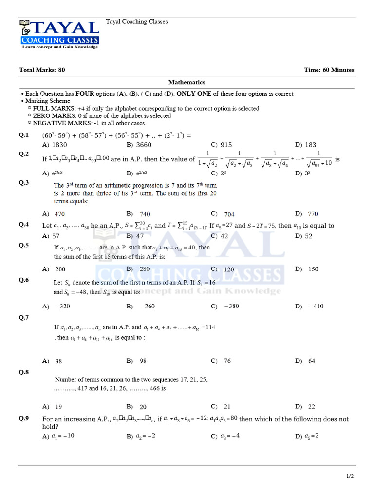 AP Level 2 Practice PDF | PDF | Mathematics | Arithmetic