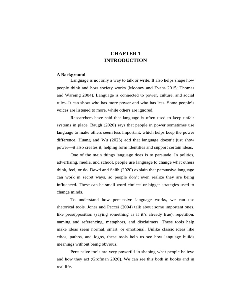 Proposal Skripsi Chapter 1, 2, 3 | PDF | Rhetoric | Persuasion