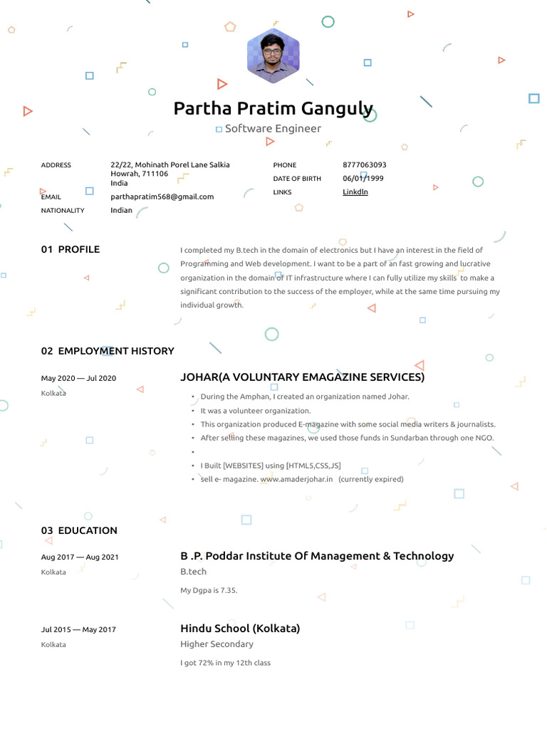 Partha Pratim Ganguly - Software Engineer | PDF | Computing | Information Technology