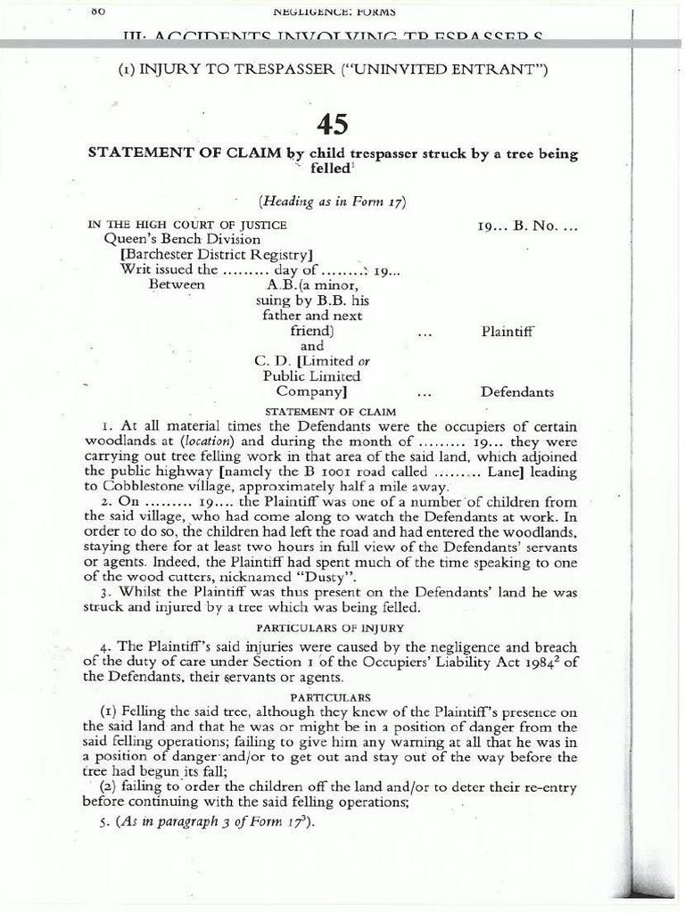 FORMS - Statement of Claim | PDF