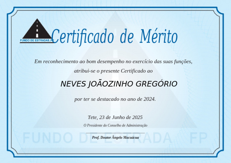 Certificado de Mérito 2024 | PDF