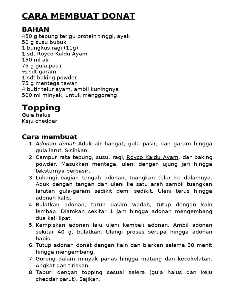 Cara Membuat Donat | PDF | Dough | Doughnut