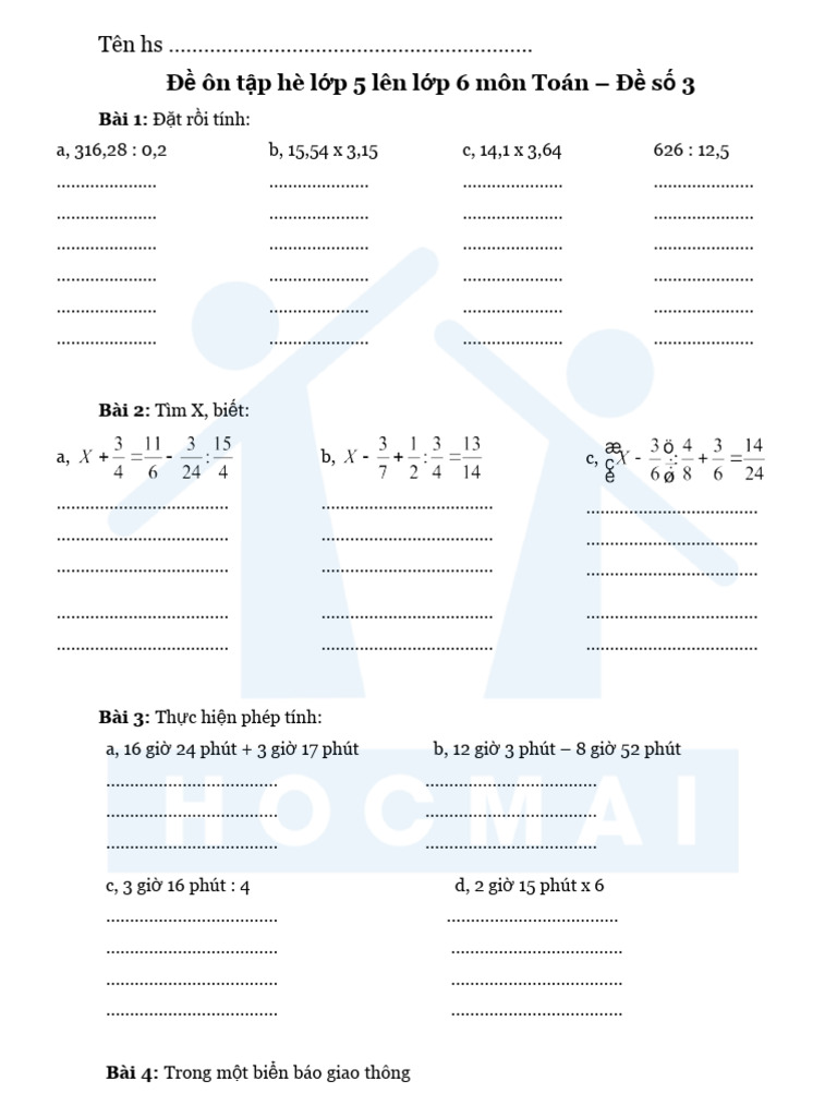 De On Tap He Lop 5 Len Lop 6 Mon Toan - de So 3 | PDF