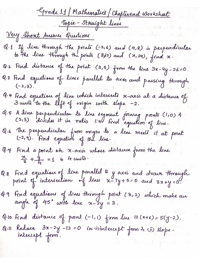 Gr11 ST Lines Worksheet | PDF